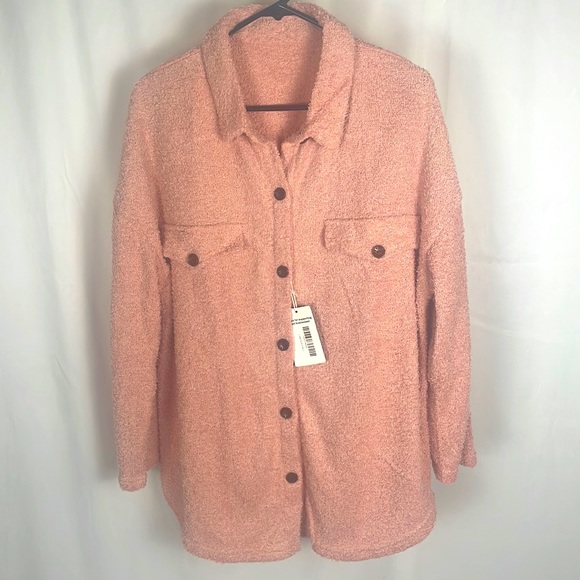 Tops | Nwt Pink Plush Shacket | Poshmark